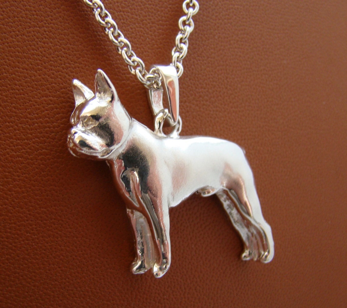 Large Sterling Silver Boston Terrier Standing Study Pendant - Etsy