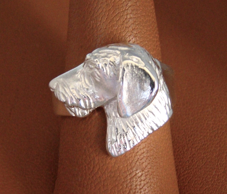 Large Sterling Silver Wire-haired Dachshund Head Study Ring - Etsy