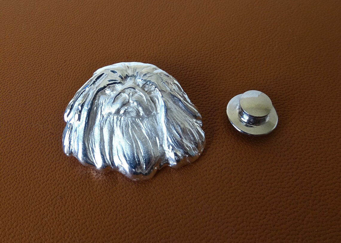 Large Sterling Silver Pekingese Head Lapel Pin - Etsy