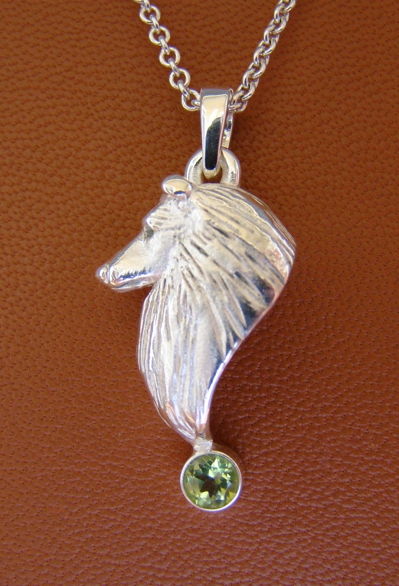 Sterling Silver Sheltie / Shetland Sheepdog Head Study Pendant With ...