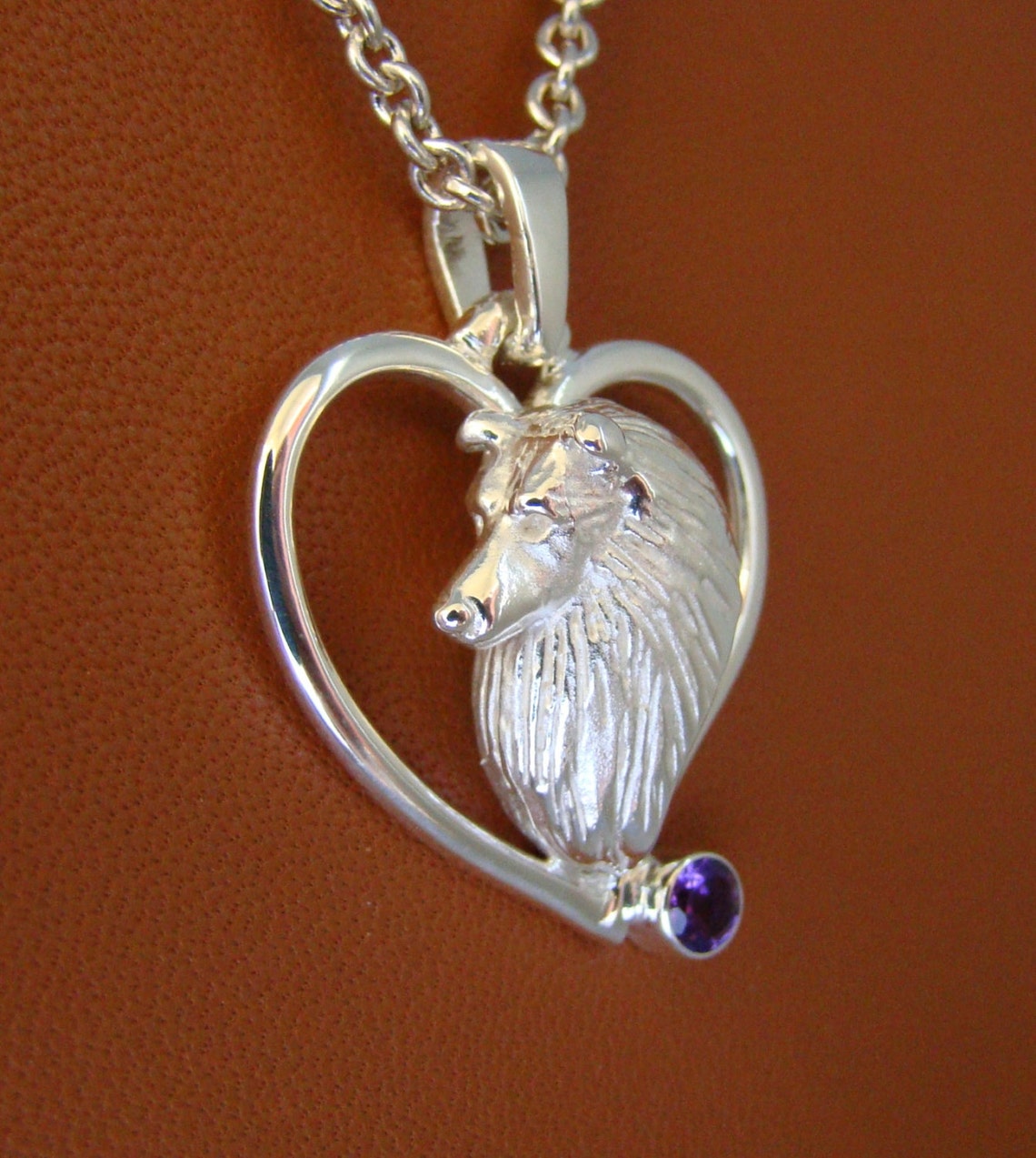 Sterling Silver Sheltie / Shetland Sheepdog Head Study on Free Form ...