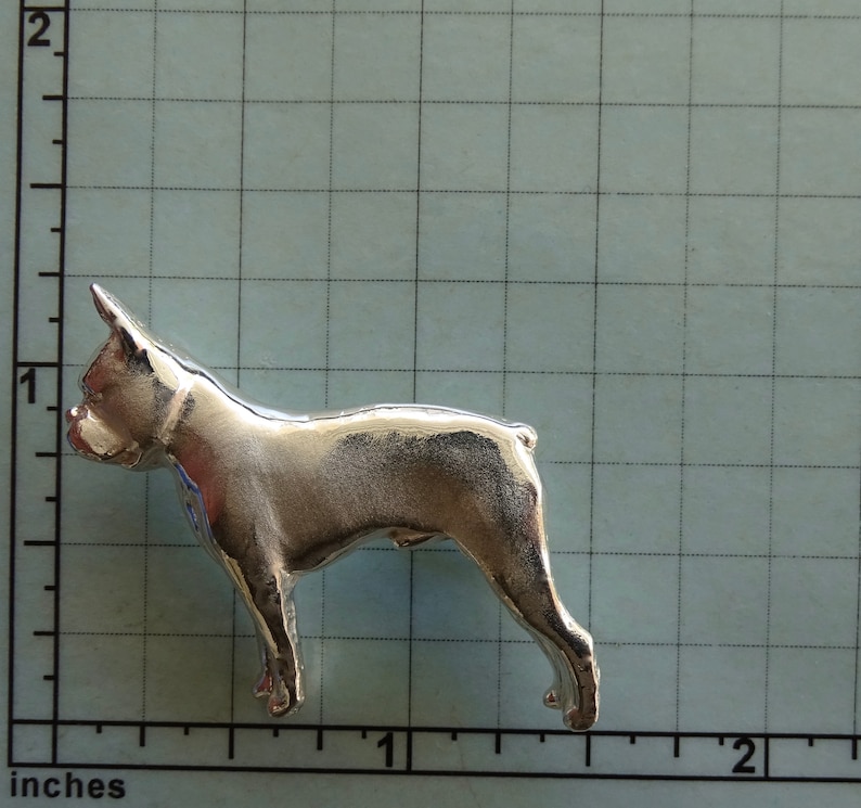 Large Sterling Silver Boston Terrier Standing Study Brooch - Etsy