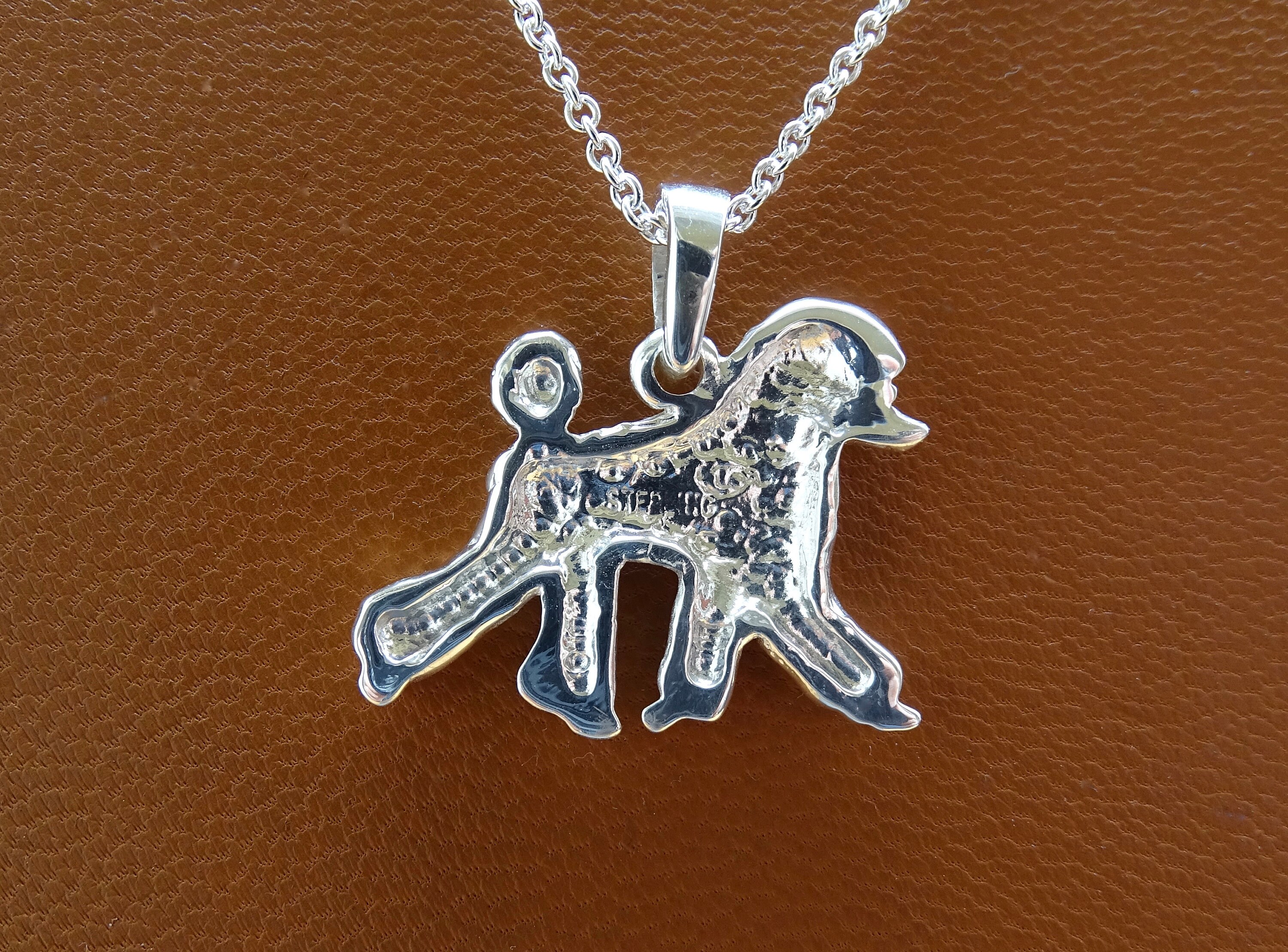 Medium Sterling Silver Poodle Moving Study Pendant - Etsy