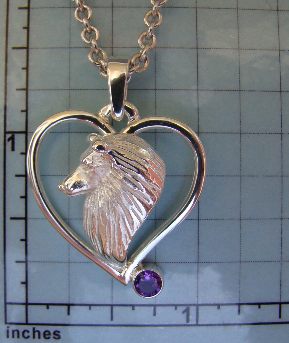 Sterling Silver Sheltie / Shetland Sheepdog Head Study on Free Form ...