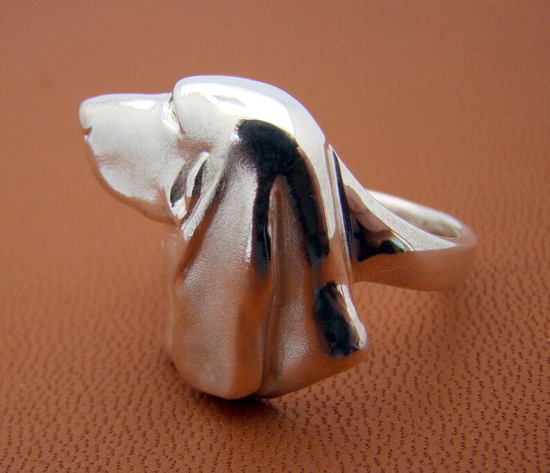 Sterling Silver Basset Hound Head Study Ring - Etsy