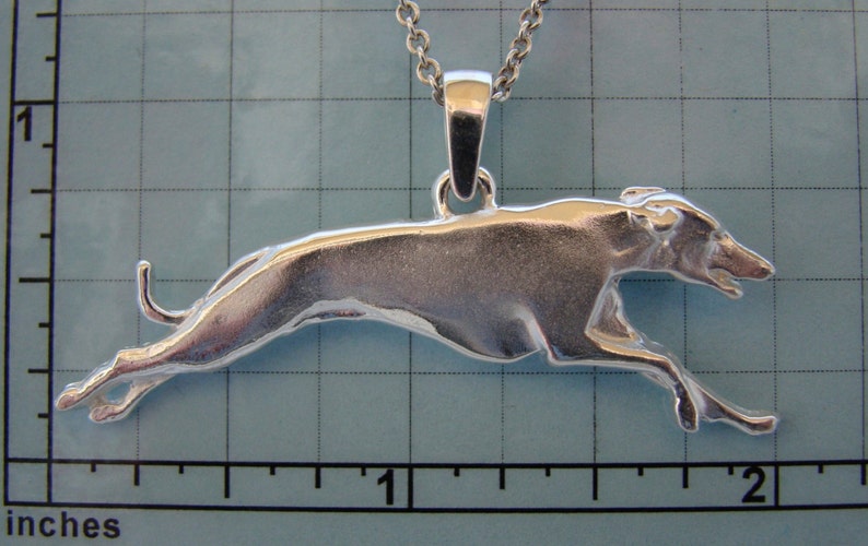 Large Sterling Silver Greyhound Running Study Pendant | Etsy