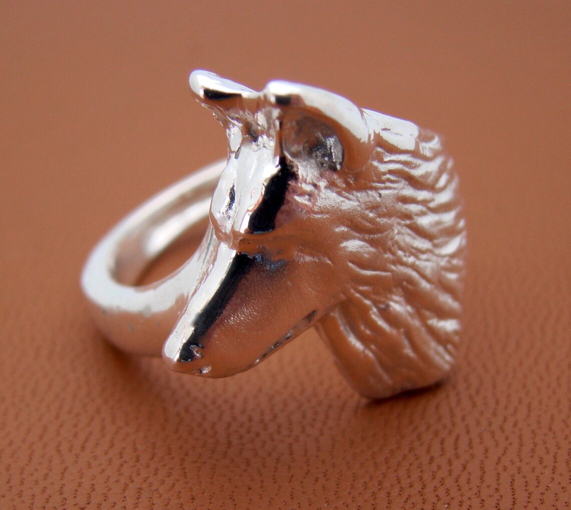 Large Sterling Silver German Shepherd Dog Head Study Ring - Etsy
