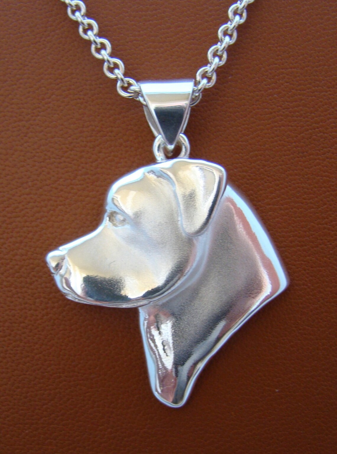 Large Sterling Silver Rottweiler Head Study Pendant | Etsy