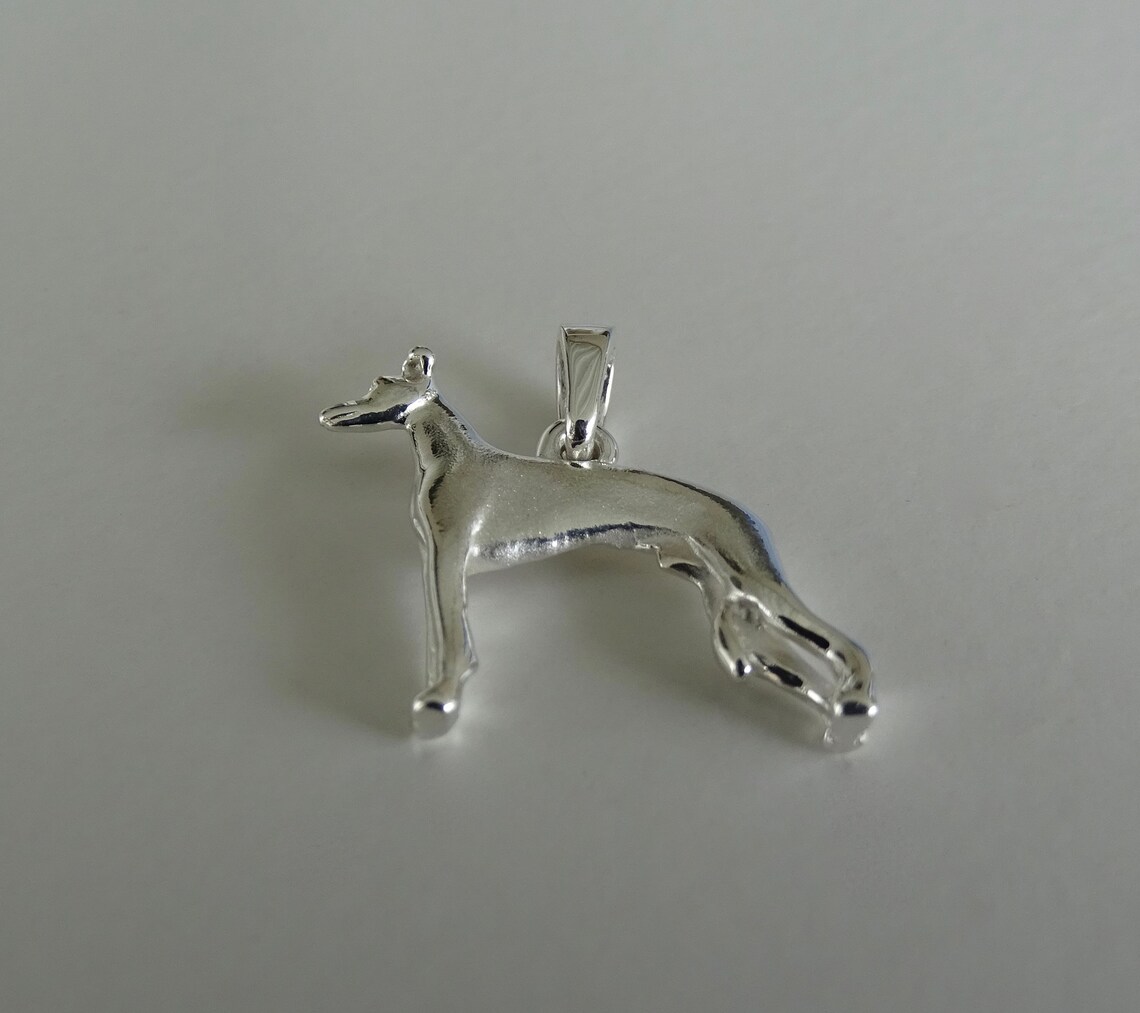 Small Sterling Silver Whippet Standing Study Pendant - Etsy