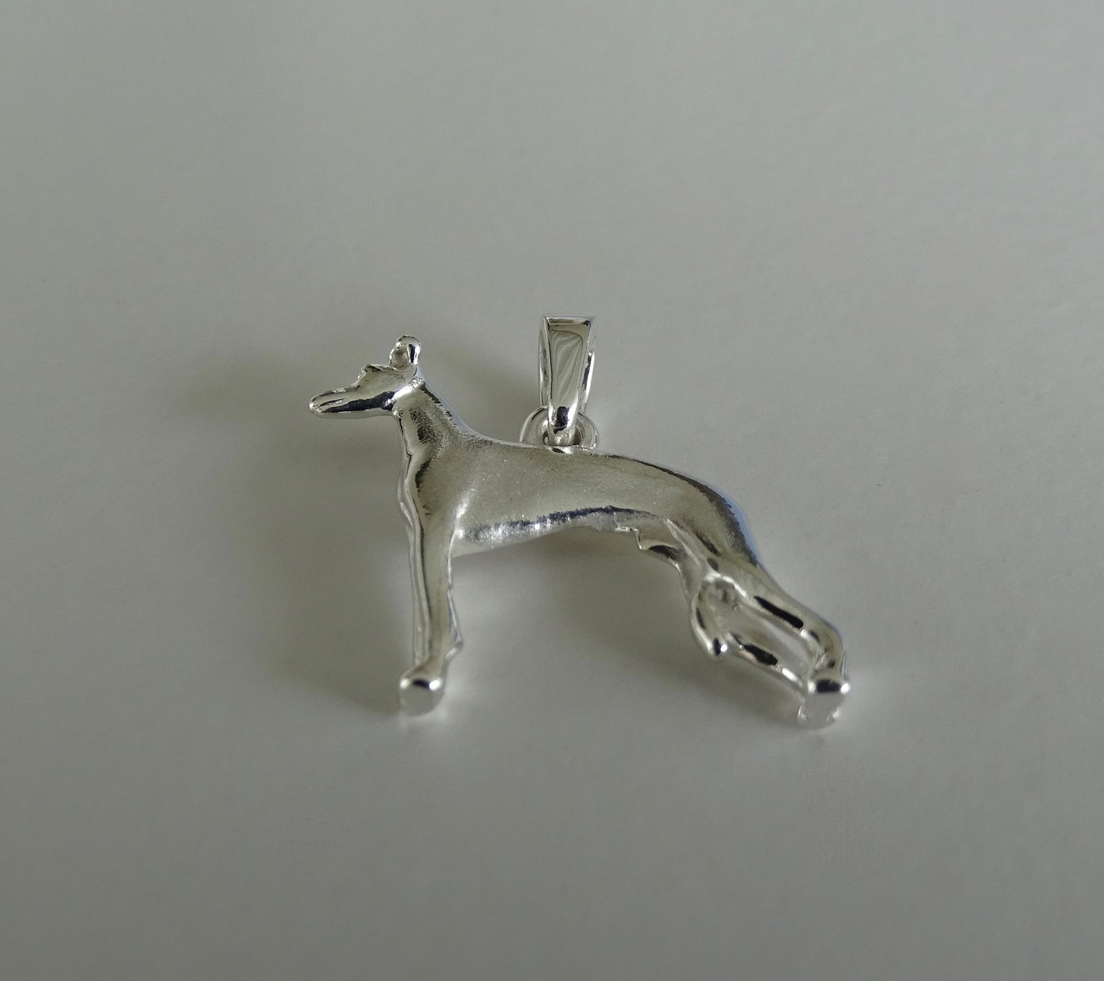 Small Sterling Silver Whippet Standing Study Pendant | Etsy