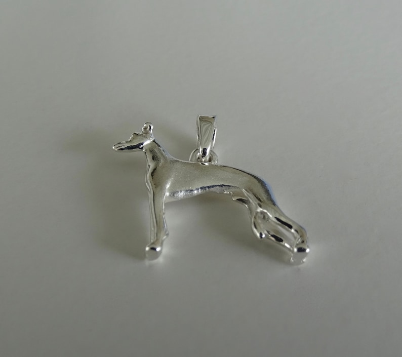 Small Sterling Silver Whippet Standing Study Pendant | Etsy