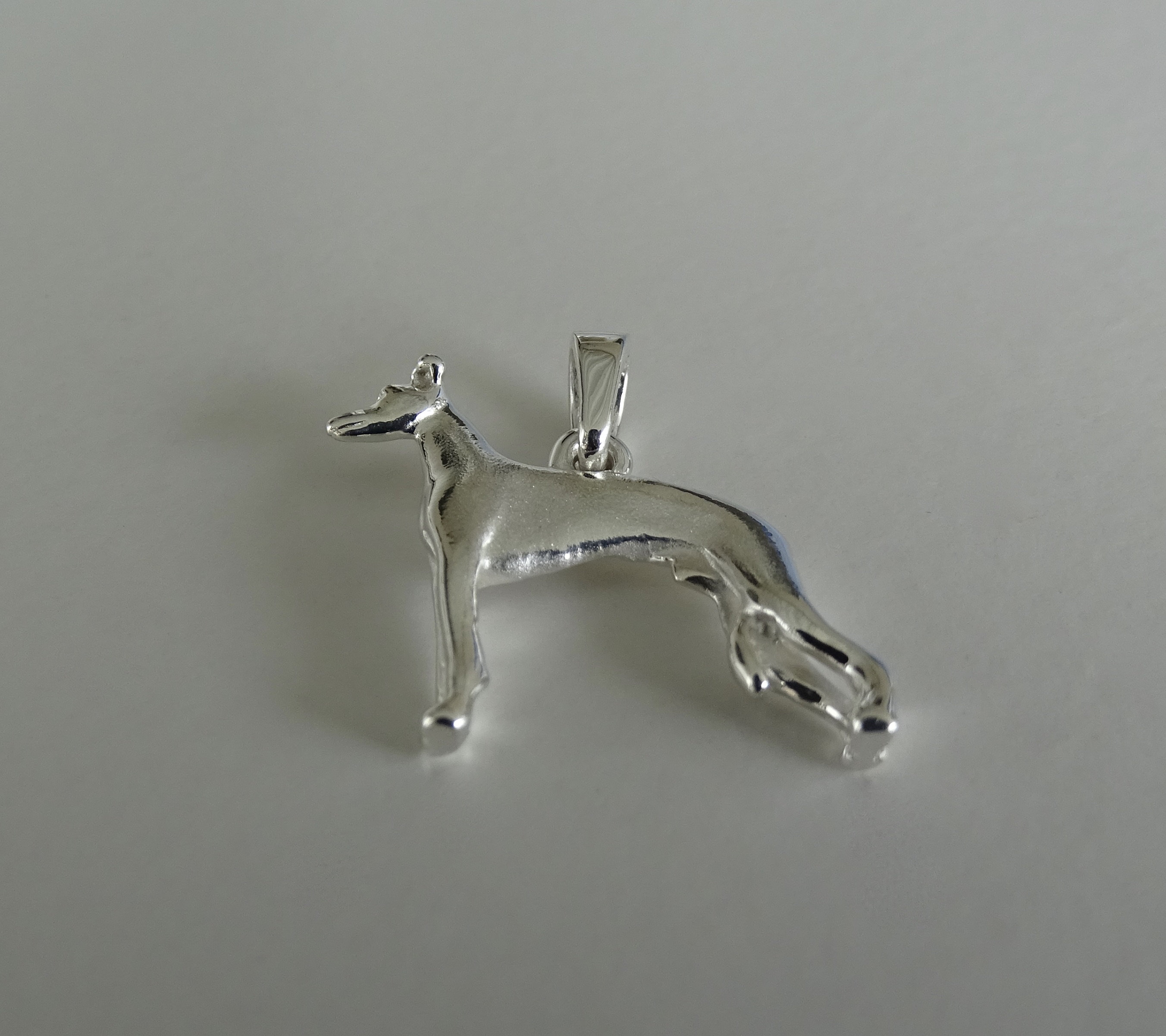 Small Sterling Silver Whippet Standing Study Pendant - Etsy