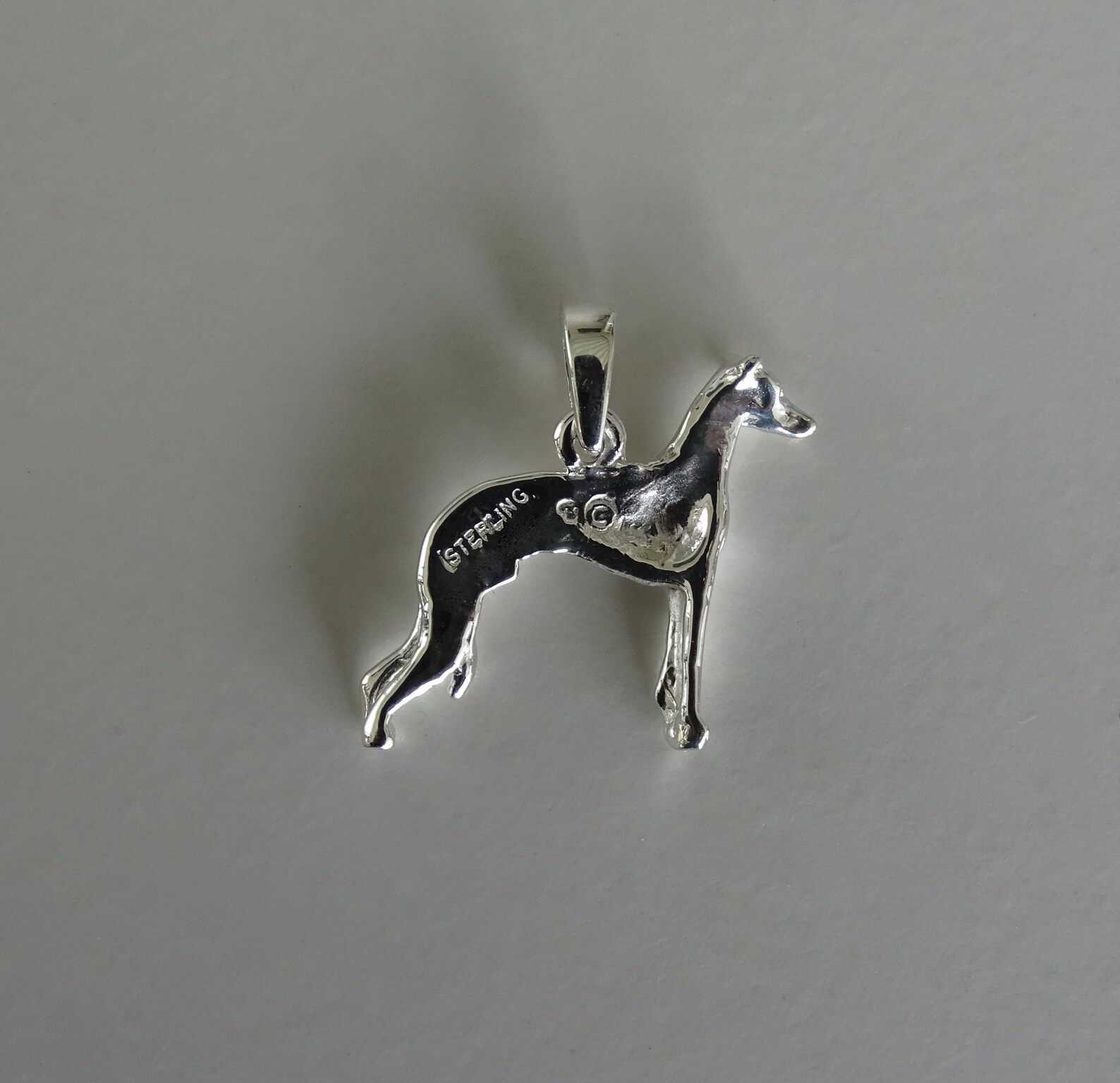 Small Sterling Silver Whippet Standing Study Pendant | Etsy