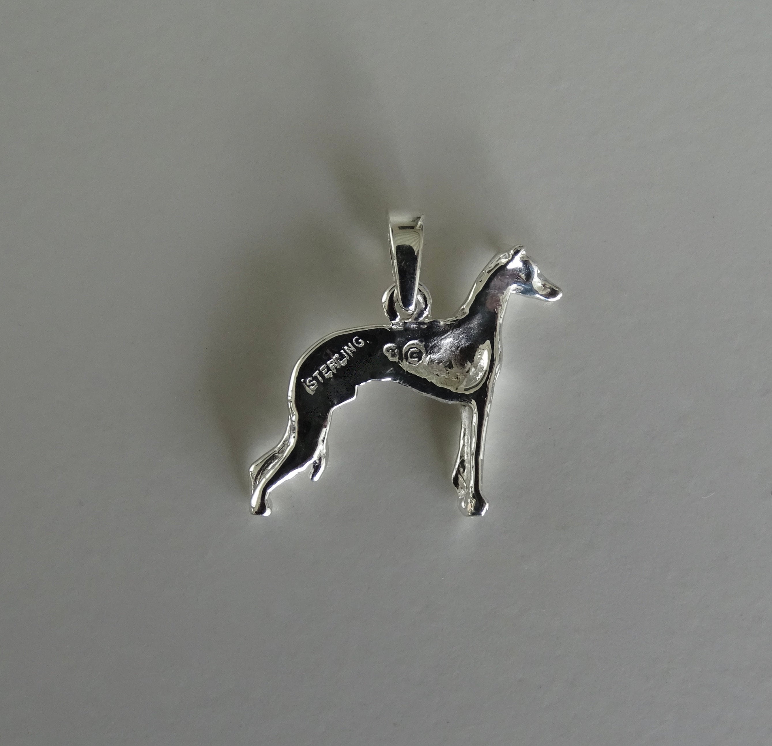 Small Sterling Silver Whippet Standing Study Pendant - Etsy
