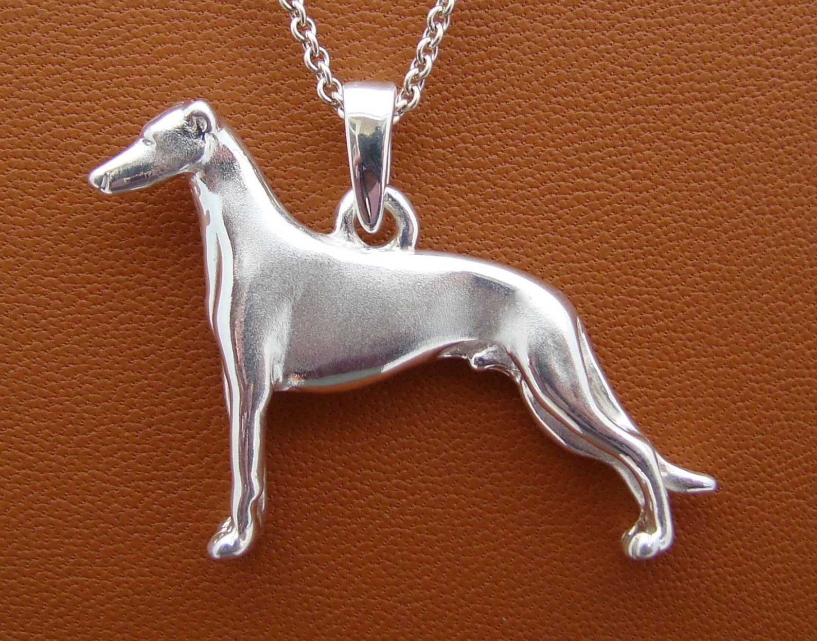Large Sterling Silver Greyhound Standing Study Pendant - Etsy