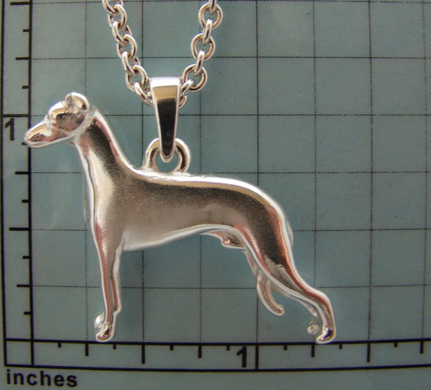 Large Sterling Silver Whippet Standing Study Pendant | Etsy