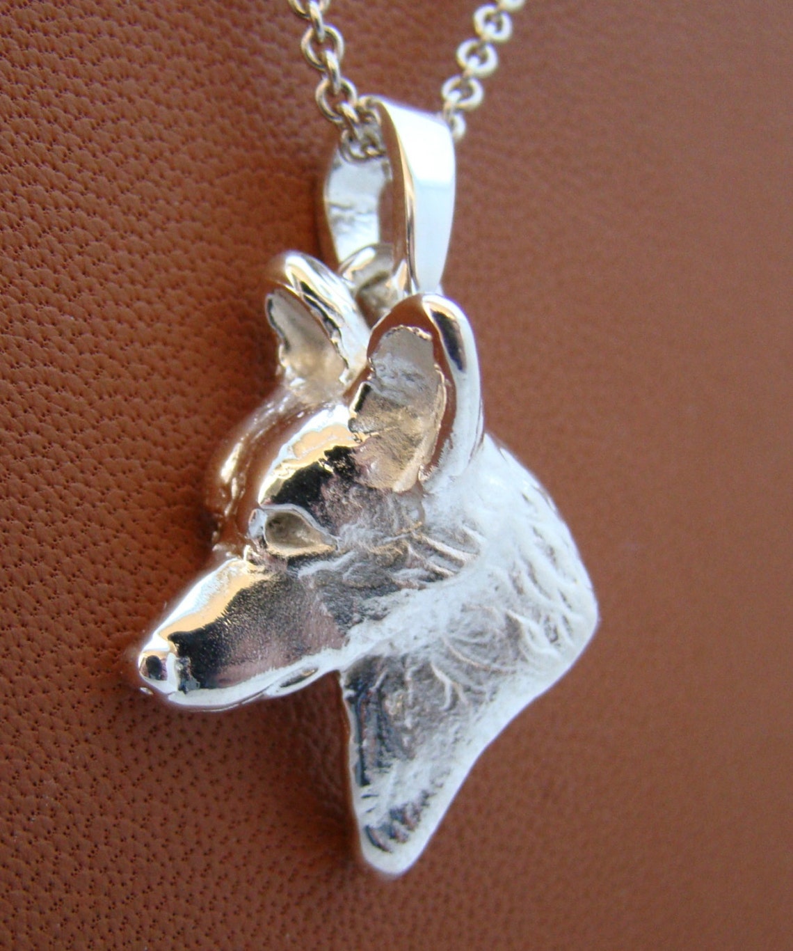 Sterling Silver Corgi Head Study Pendant | Etsy