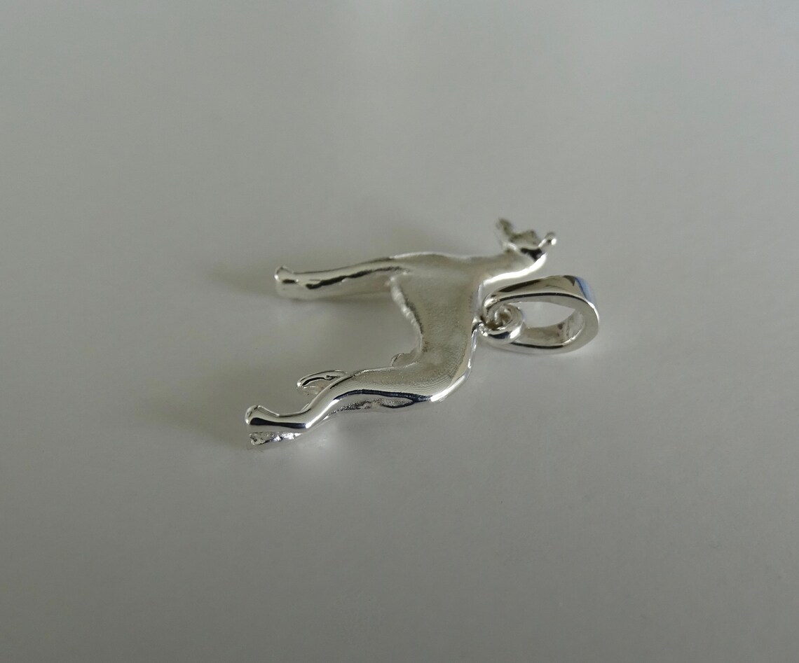 Small Sterling Silver Whippet Standing Study Pendant | Etsy