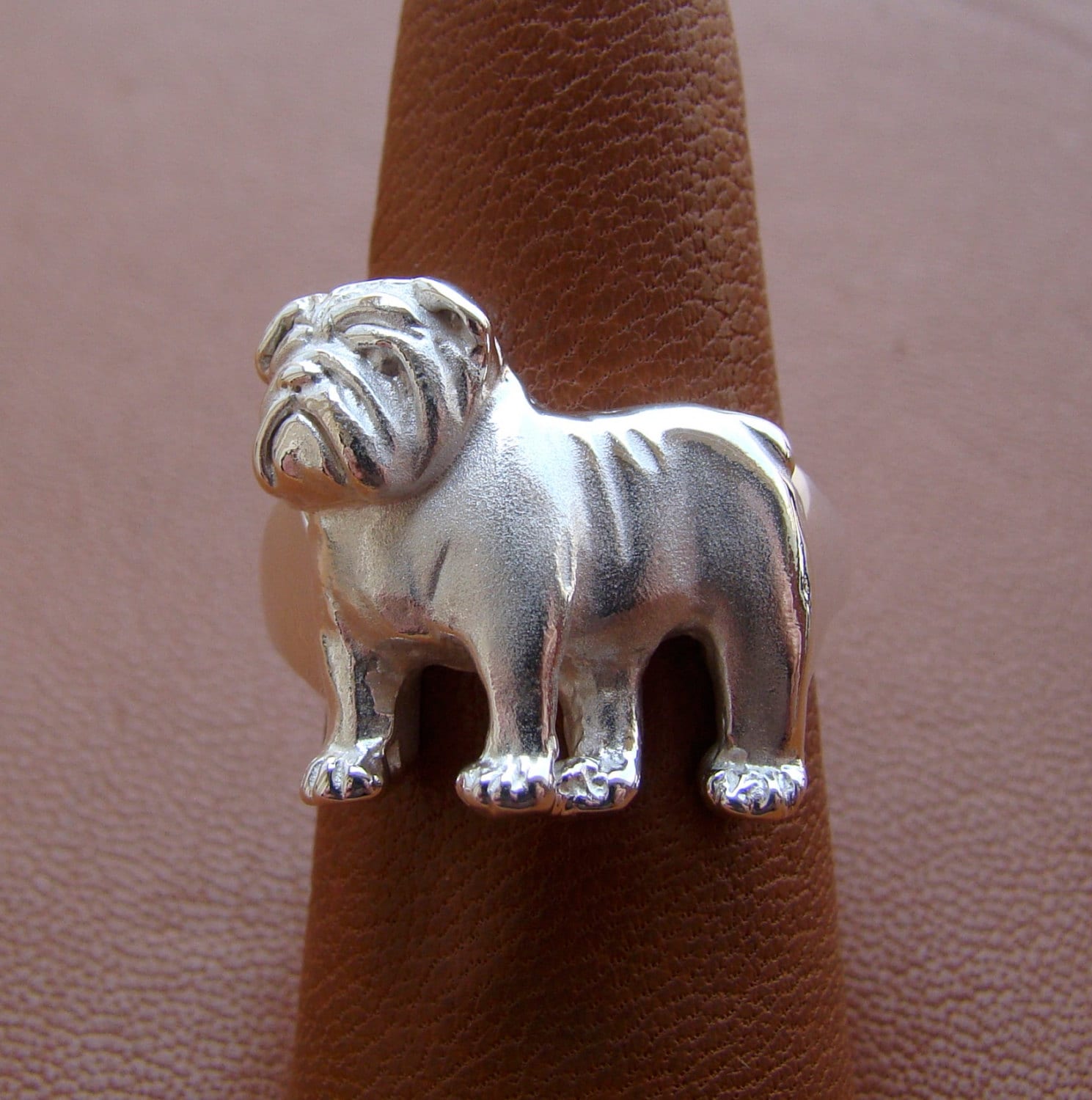 Sterling Silver Bulldog / English Bulldog Standing Study Ring | Etsy