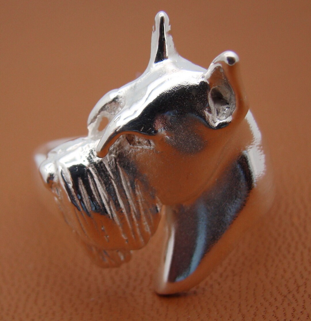 Large Sterling Silver Schnauzer Head Study Ring - Etsy