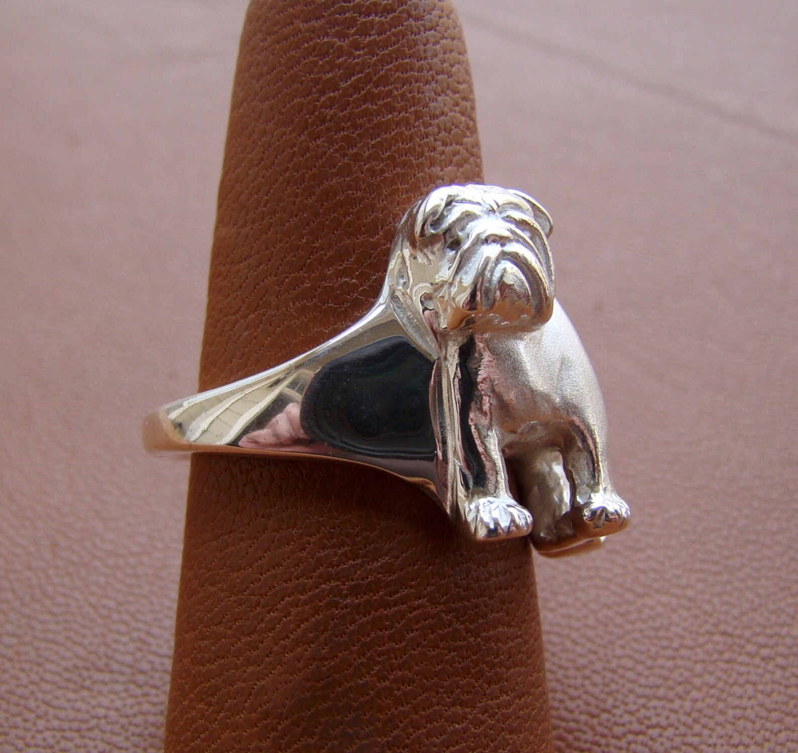 Sterling Silver Bulldog / English Bulldog Standing Study Ring | Etsy