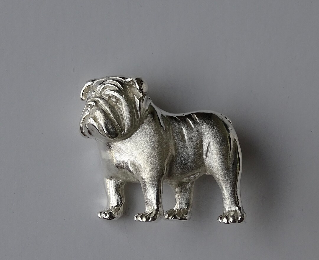 Large Sterling Silver Bulldog / English Bulldog Standing Study Brooch ...