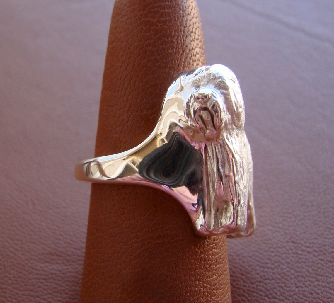 Sterling Silver Old English Sheepdog Standing Study Ring - Etsy