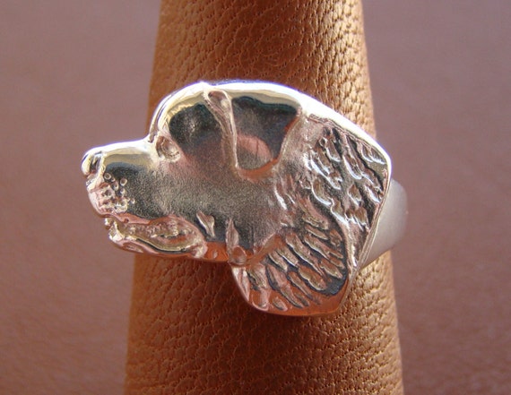 Large Sterling Silver Rottweiler Head Study Ring | Etsy