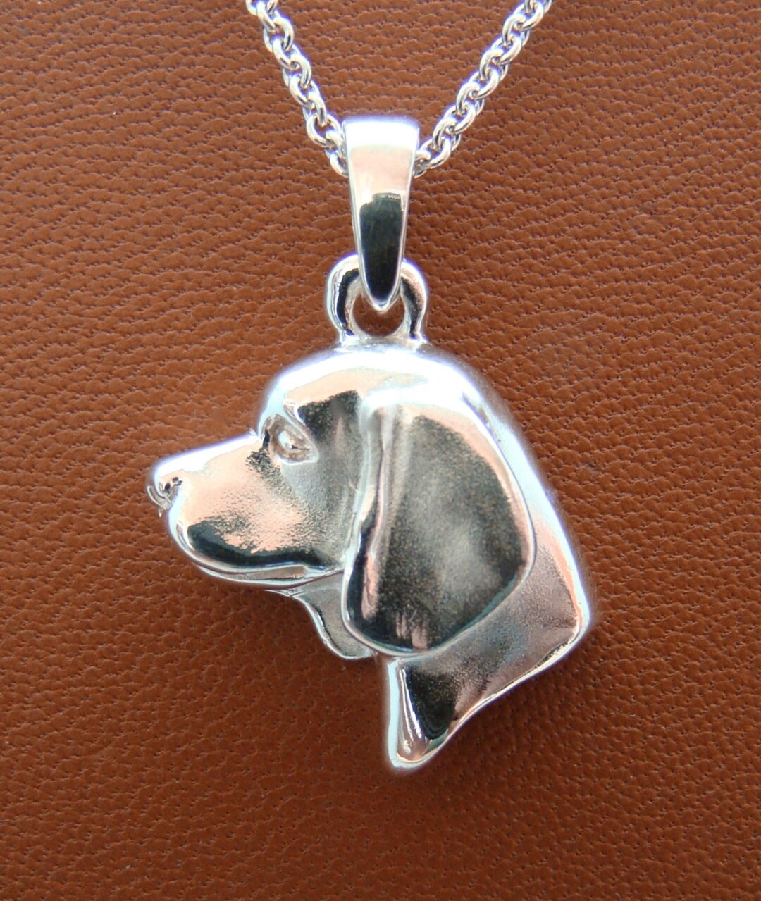 Large Sterling Silver Beagle Head Study Pendant - Etsy