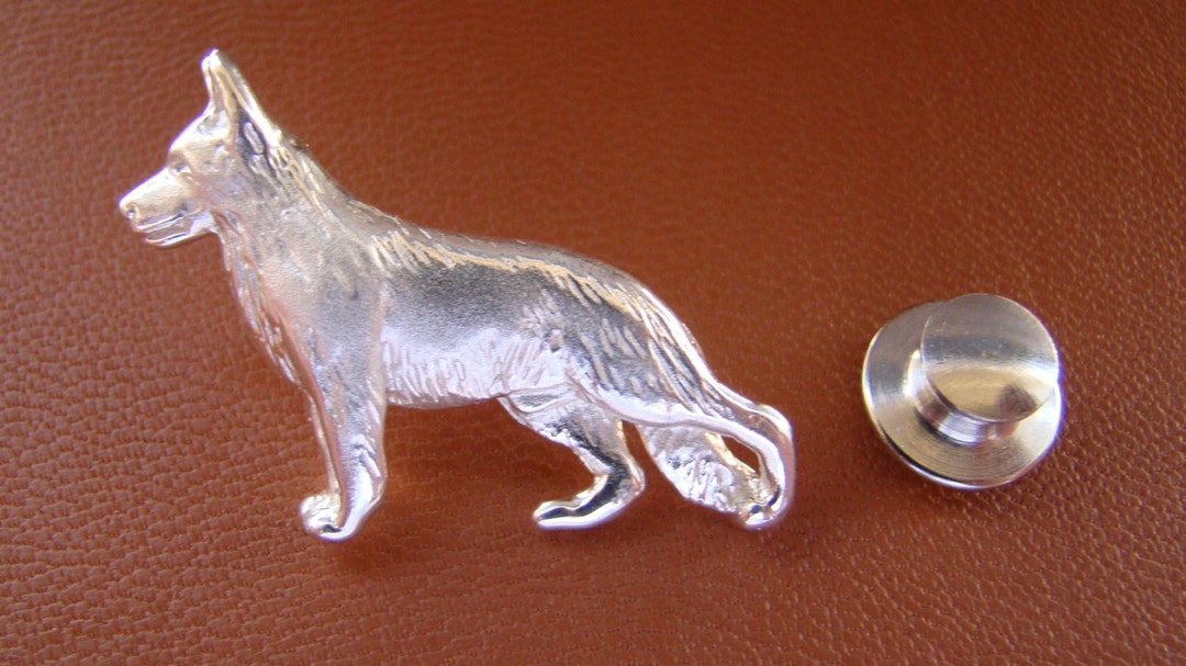 Large Sterling Silver German Shepherd Dog Standing Study Lapel Pin - Etsy