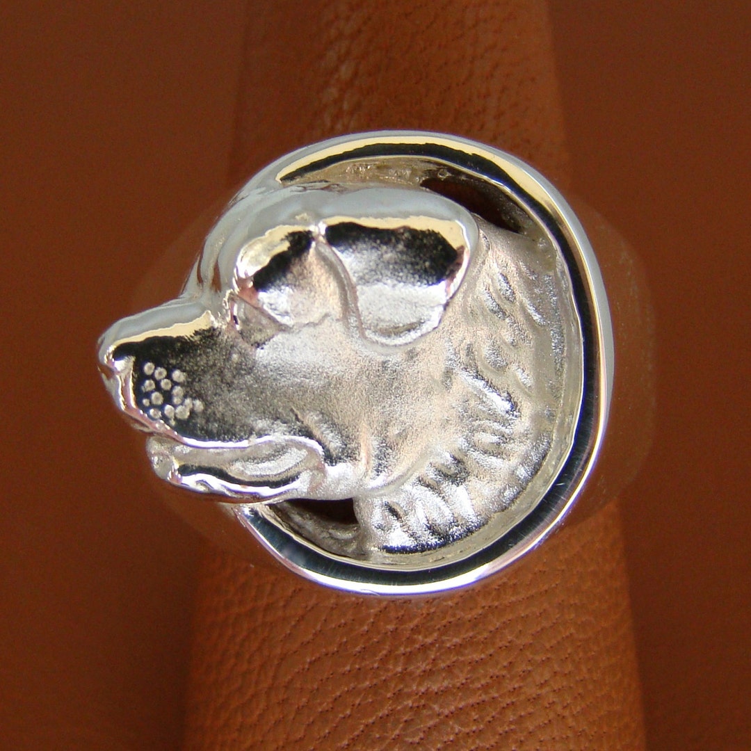 Sterling Silver Mens Rottweiler Head Study Ring - Etsy