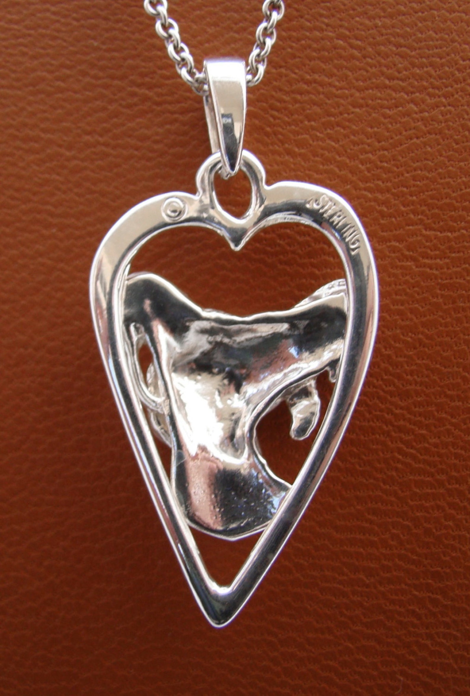Sterling Silver Chinese Crested Head Study on A Heart Pendant - Etsy