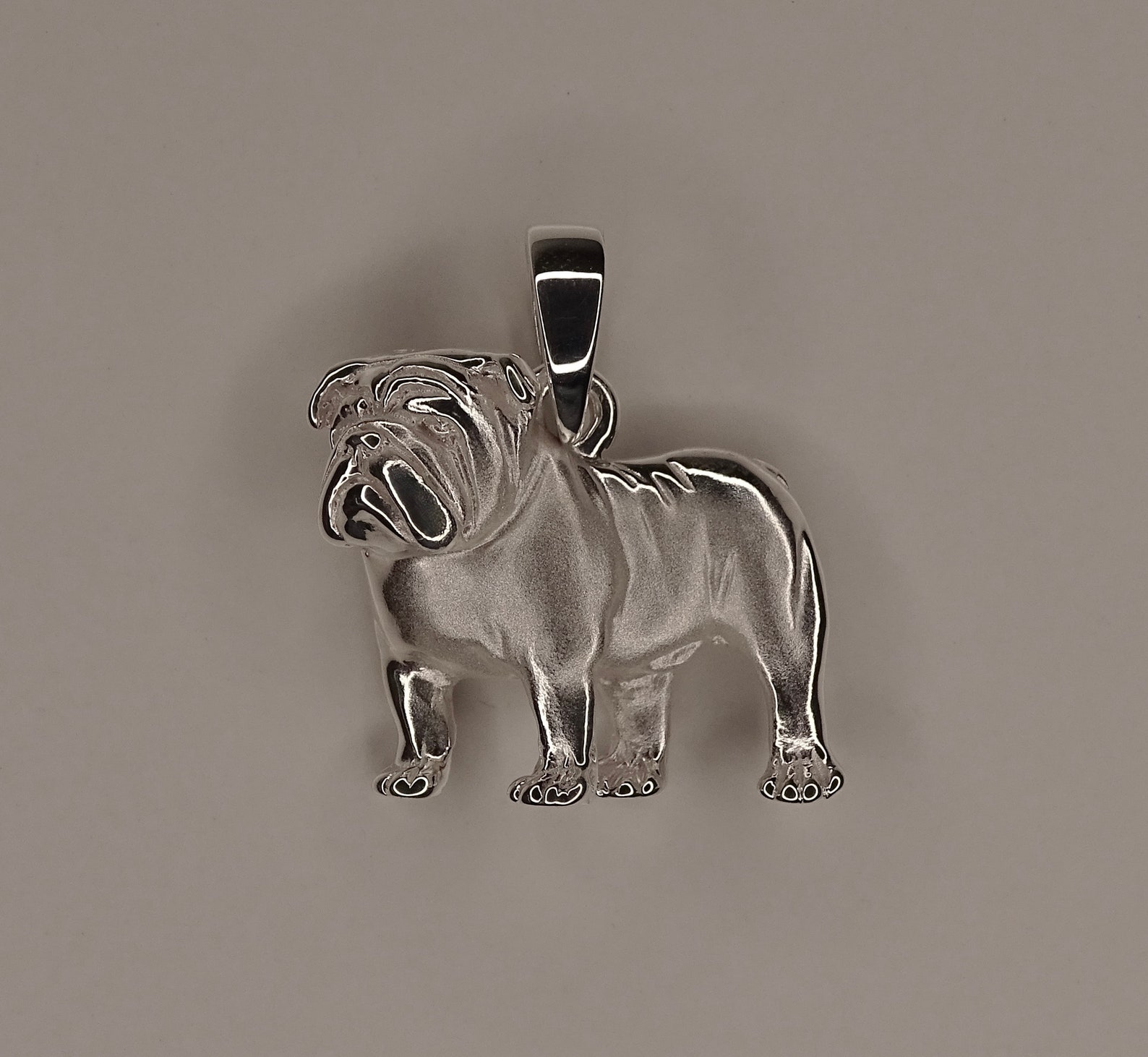 Large Sterling Silver Bulldog/ English Bulldog Standing Study Pendant ...
