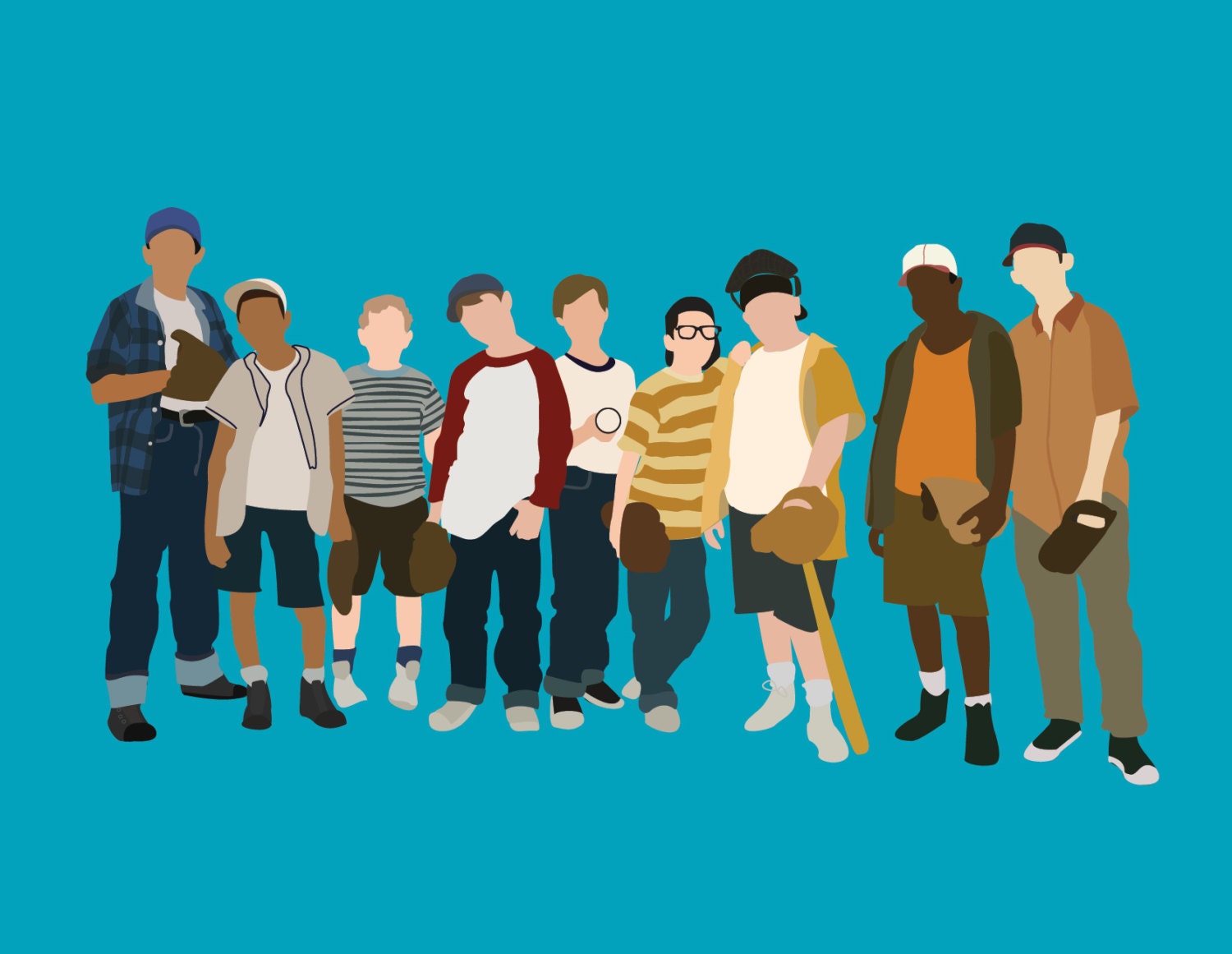 Sandlot Gang Greeting Card Etsy