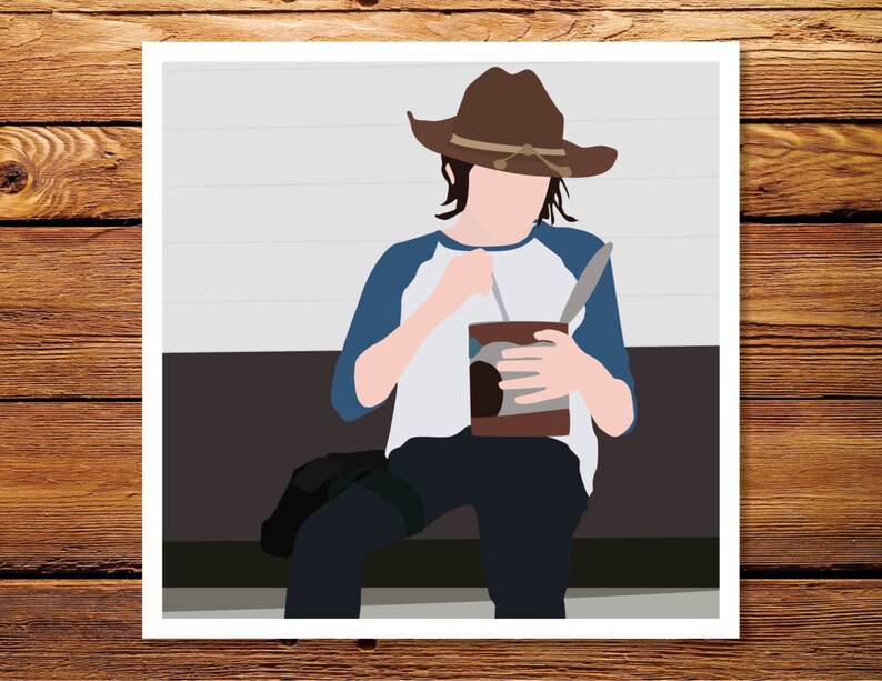 Carl Eats Pudding - the Walking Dead Giclee Print - Etsy