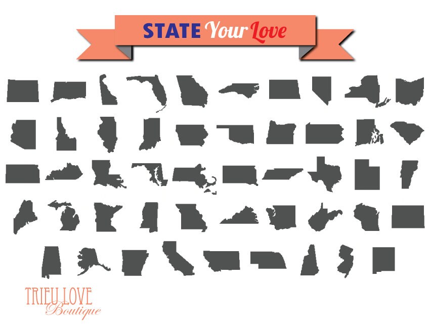 Personalized American State Shape Hometown Destination Country Wedding ...