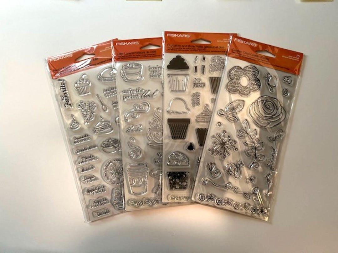 Vintage FOUR Acrylic Stamp Set Kits! Fiskars! New in Package! Garden ...