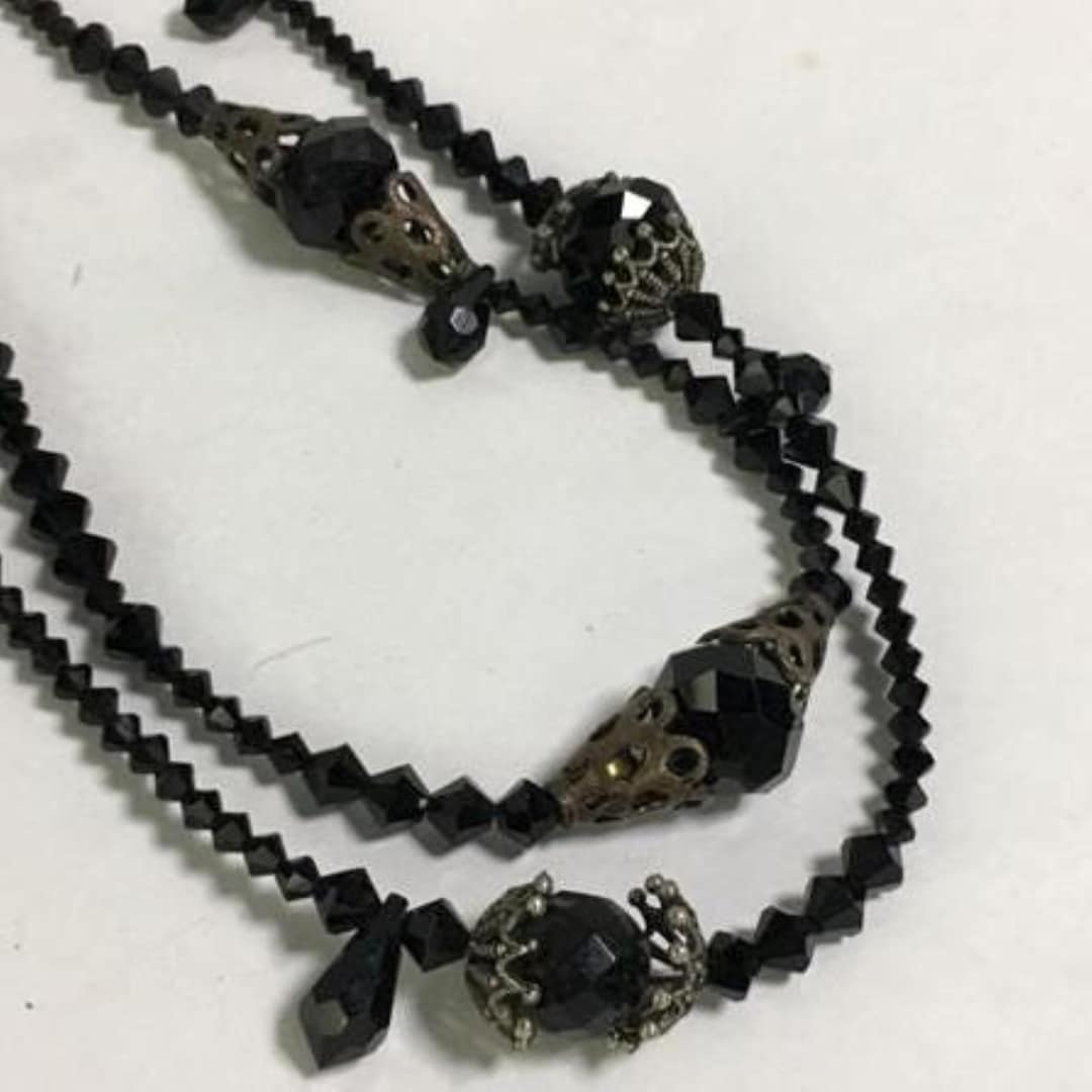 Antique 36-inch Victorian French Jet Bead Necklace Great Estate Vintage ...