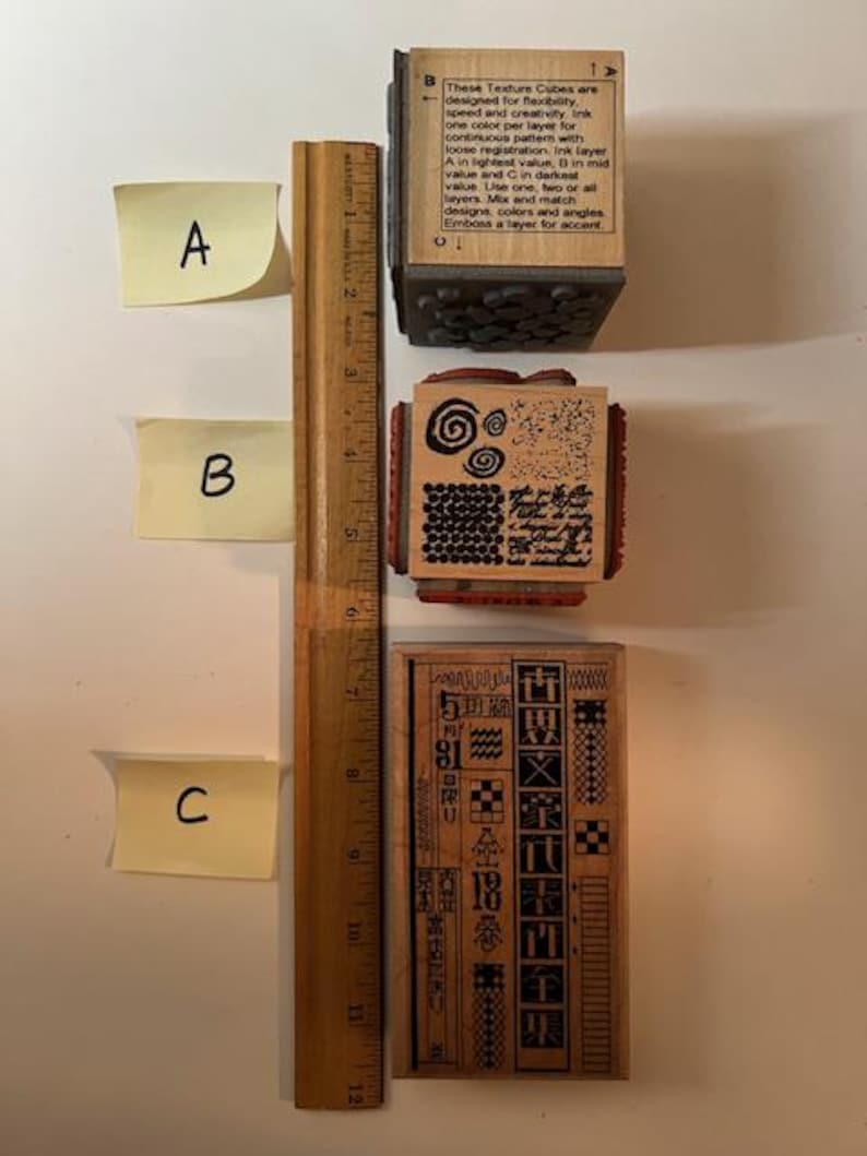 Vintage Large Wooden Rubber Stamps! Stripes, Patterns, Multi-sided ...