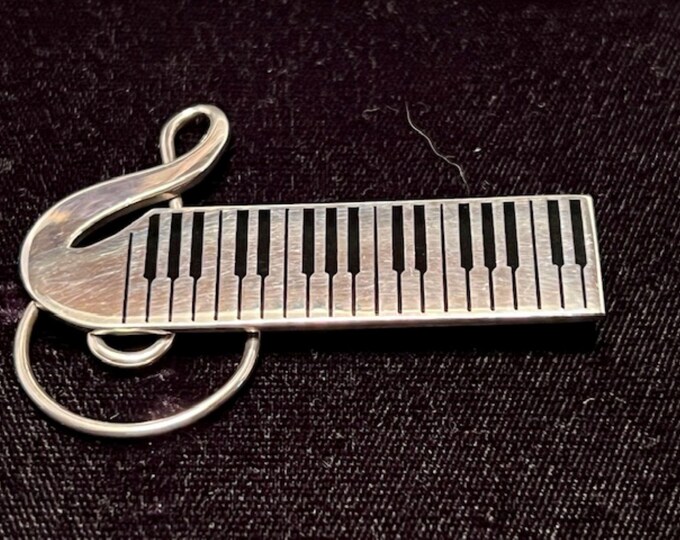 Vintage Sterling Silver Keyboard and Treble Clef Brooch Pin! Great ...