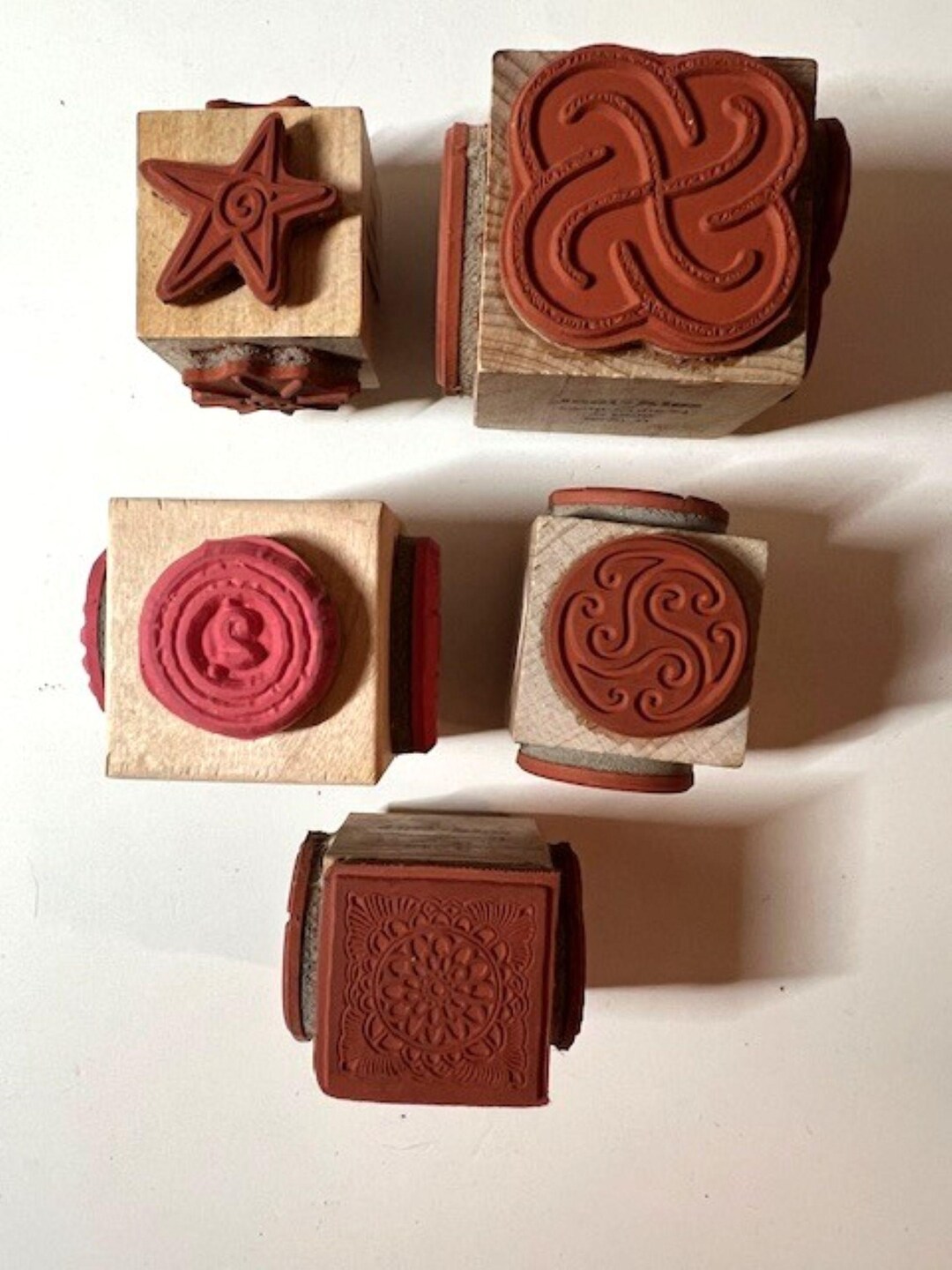 Vintage Wooden Rubber Stamps! 4-sided Cubes Judikins Greek Ornaments ...