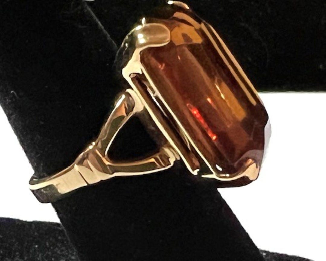 Vintage AVON Goldplated Topaz Crystal Statement Ring! Wow! - Etsy