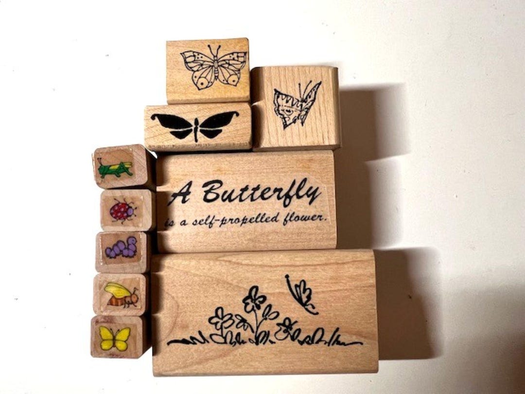 Large Lot of Vintage Small Rubber Stamps! Bugs, Insects, Butterfly ...