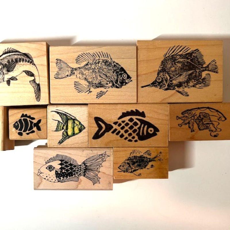 Fish Rubber Stamp - Etsy