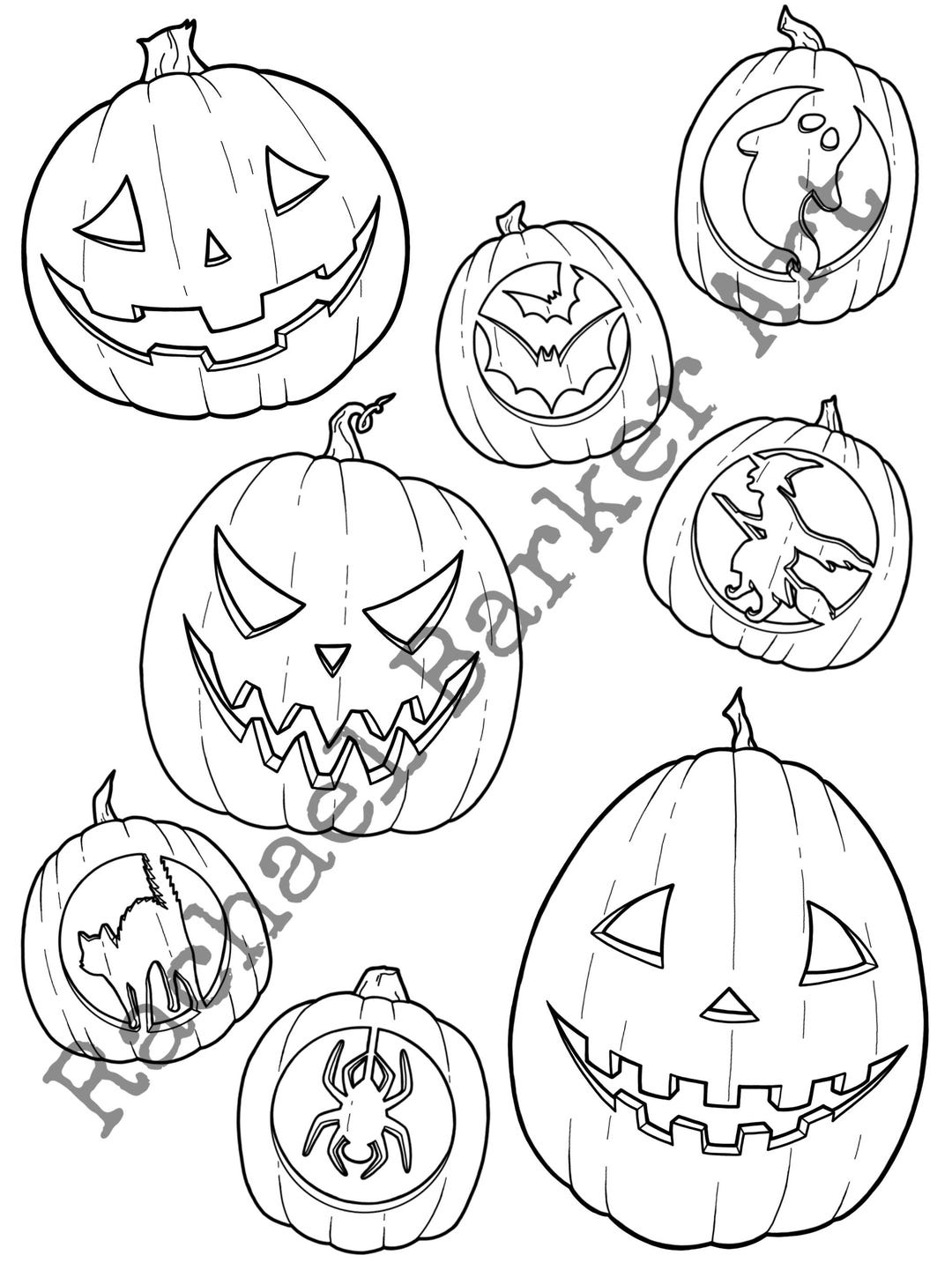 Halloween Jack O’ Lantern Line Drawing PNG Digital Download Cricut ...