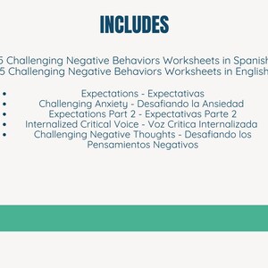 Challenging Negative Behaviors Worksheets | Hojas De Trabajo Para ...