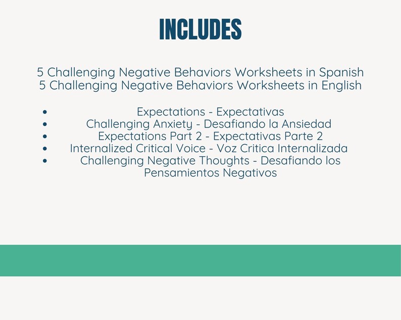 Challenging Negative Behaviors Worksheets | Hojas De Trabajo Para ...