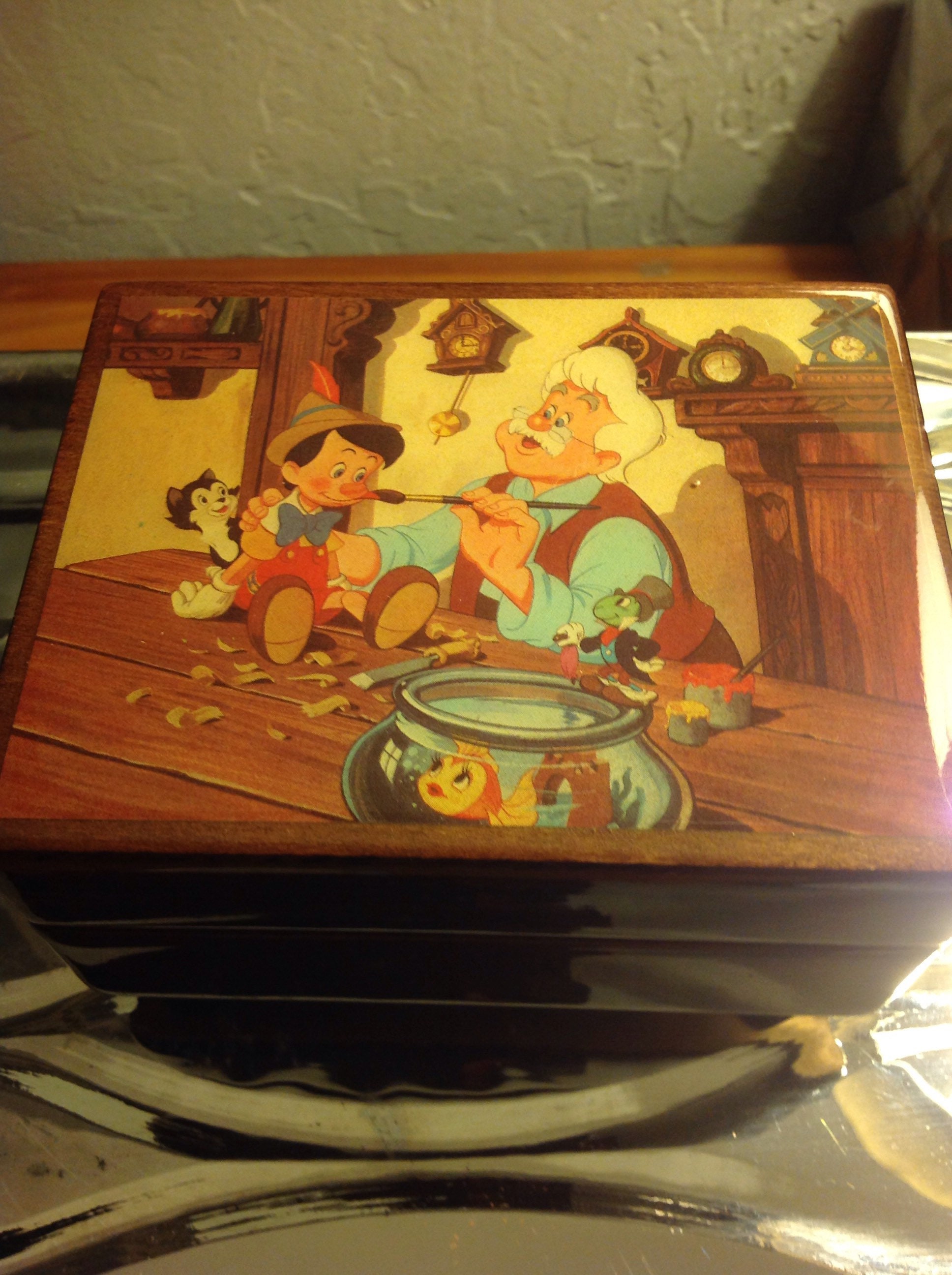 Vintage Pinocchio Reuge Disney Wooden Music Box Plays When You | Etsy