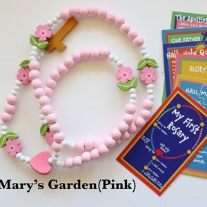 Children's Wood Bead Rosary, Catholic Rosary, 10mm Beads, Painted Beads ...