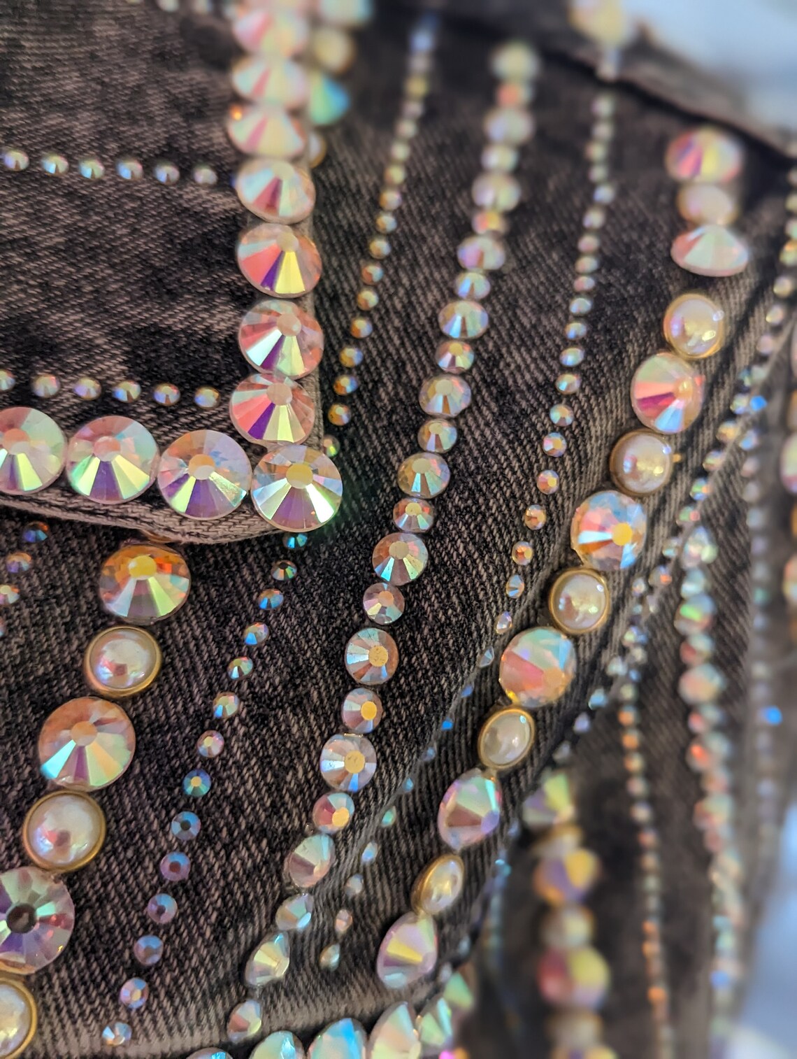 AB Sparkly With Black Details on a Black Denim Jacket. Embellished ...
